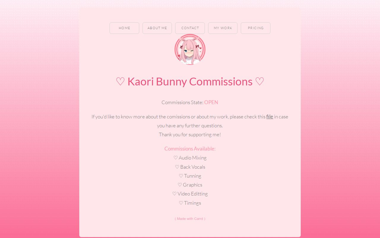 Kaori's Mixing Commissions